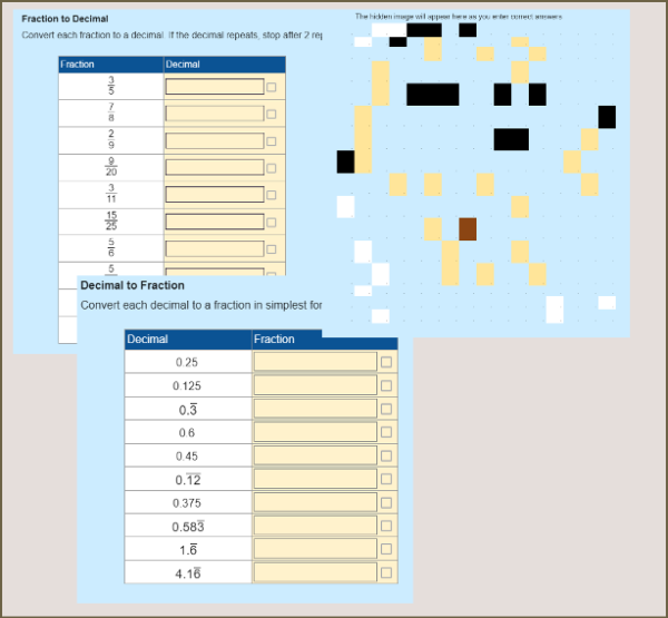 RealMath | Converting Fractions and Decimals - Interactive Pixel