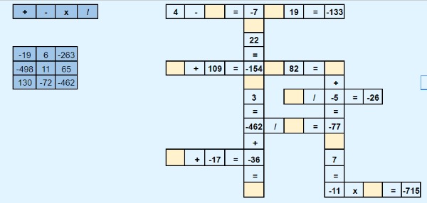 Math Puzzle Integer Number Operations Activelearninglabs Interactive Learning